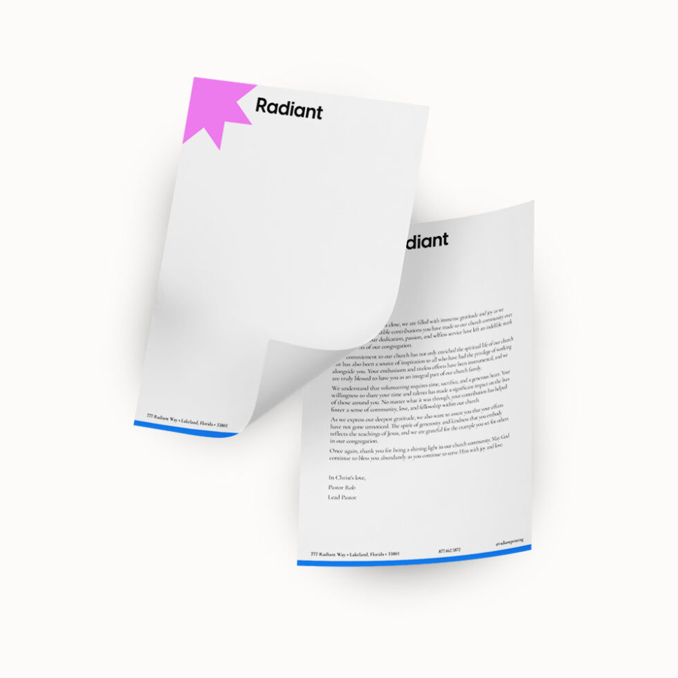 Letterhead - Radiant Printing